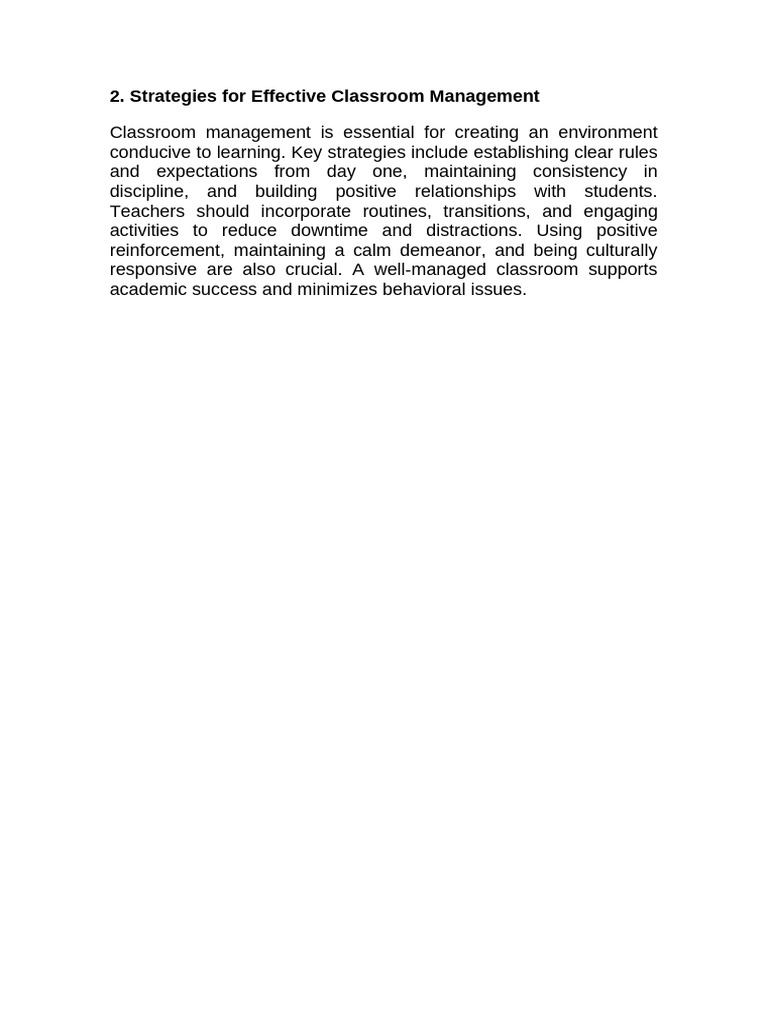 Strategies for Effective Classroom Management | PDF