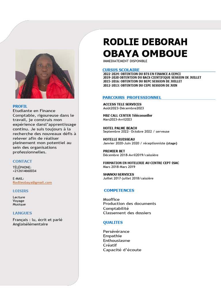 Profil d'une étudiante en finance | PDF