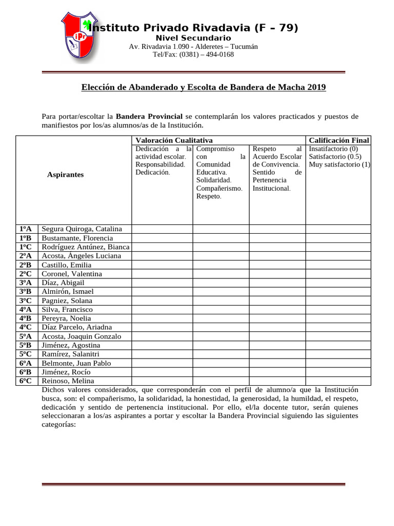 Eleccion Bandera de Macha - Tutores 2019 | PDF