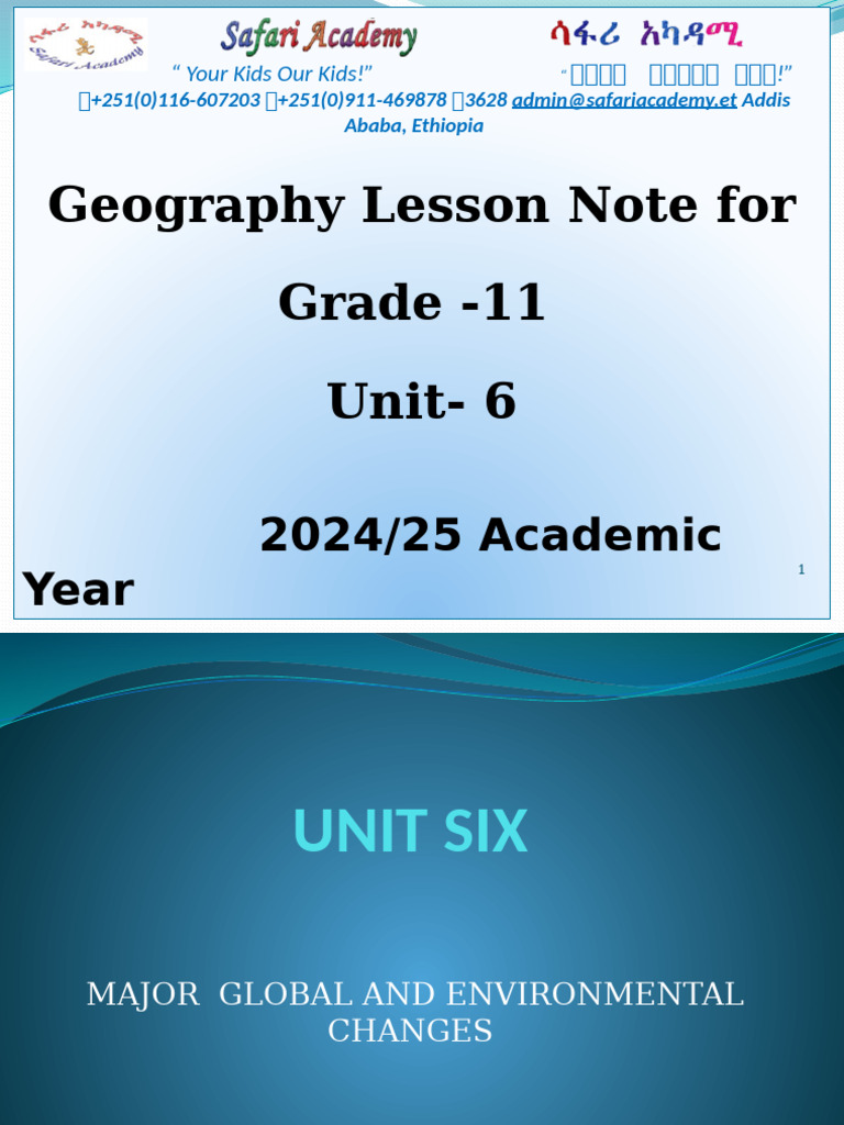 Geograpyh Lesson Note For Grade 11... Unit 6 | PDF | Environmental ...