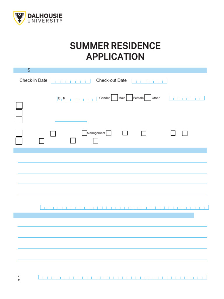 Dalhousie Summer Residence Application | PDF | United States Postal Service
