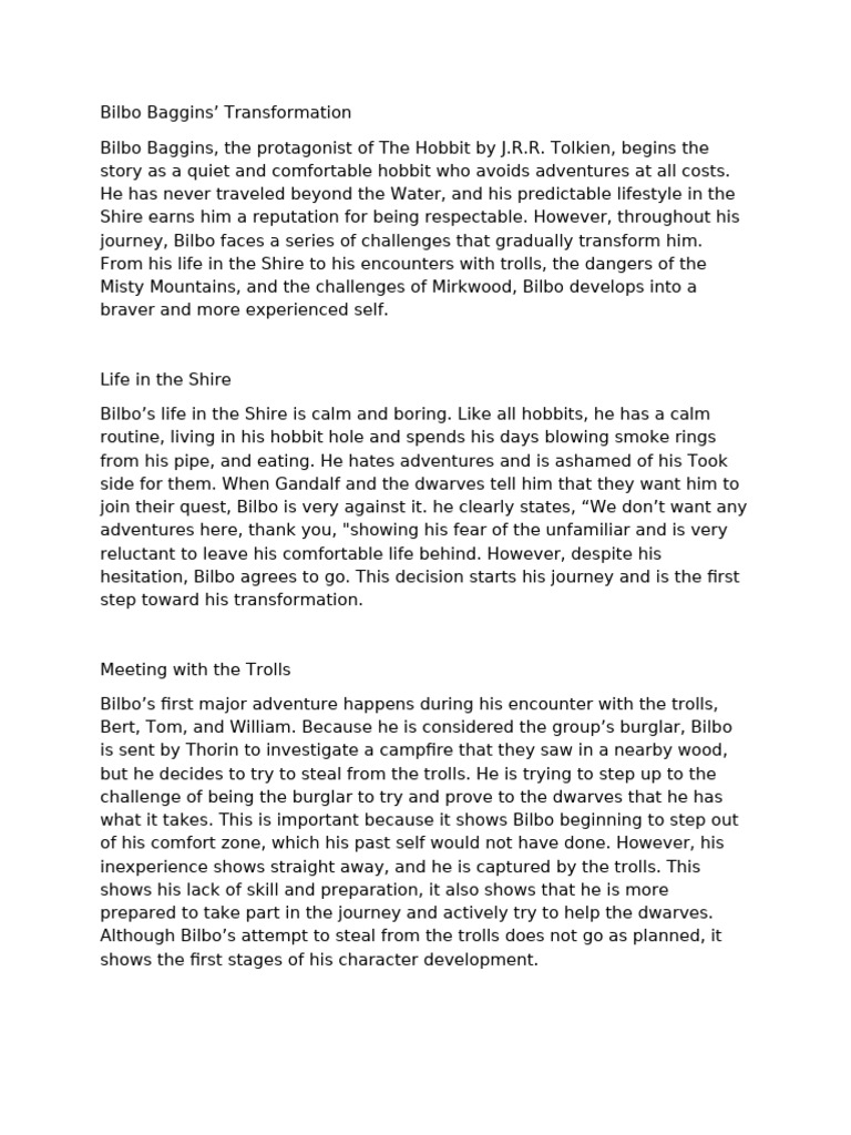 English Hobbit Essay | PDF | Bilbo Baggins | Hobbit