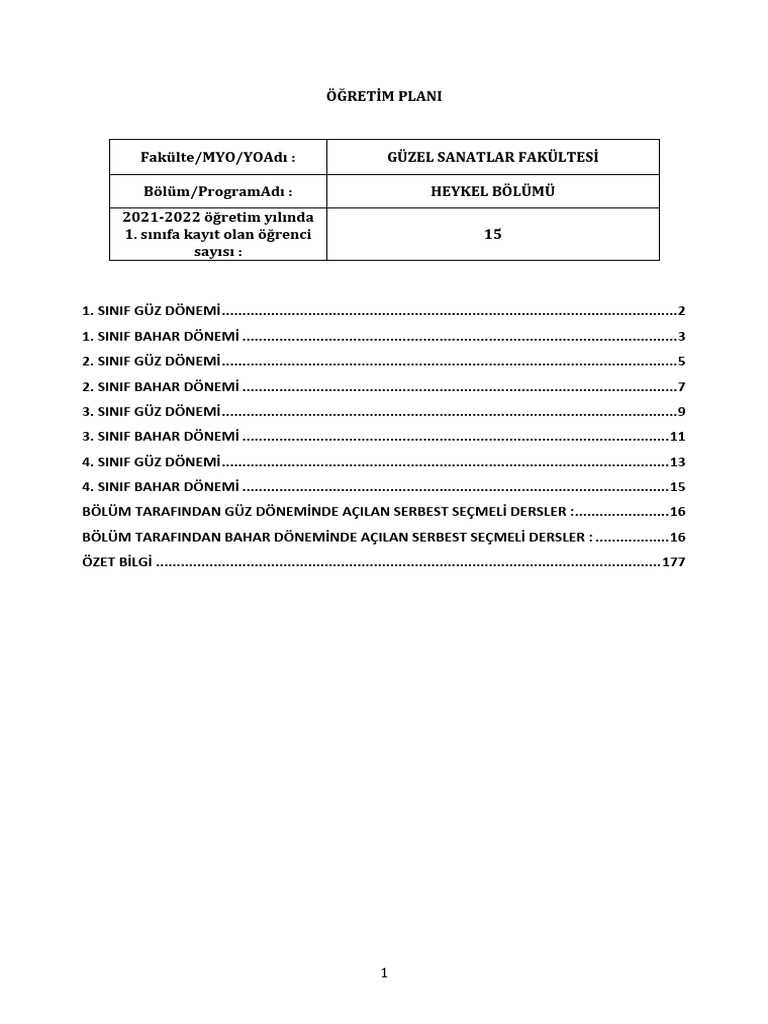 Heykel Ders Bilgi Formlari | PDF