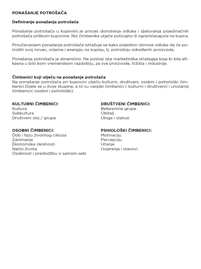 Ponasanje Potrosaca | PDF