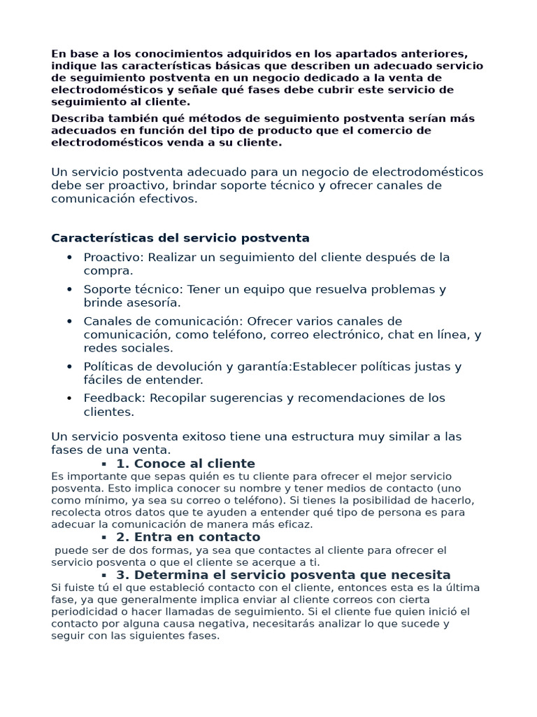 Las Fases de La Postventa Características | PDF | Soporte técnico | Cliente