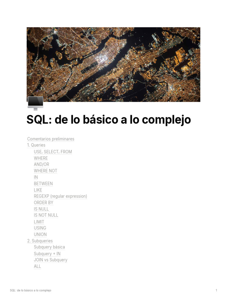 Guía Completa de SQL: Desde Básico a Avanzado | PDF | SQL | Gestión de datos