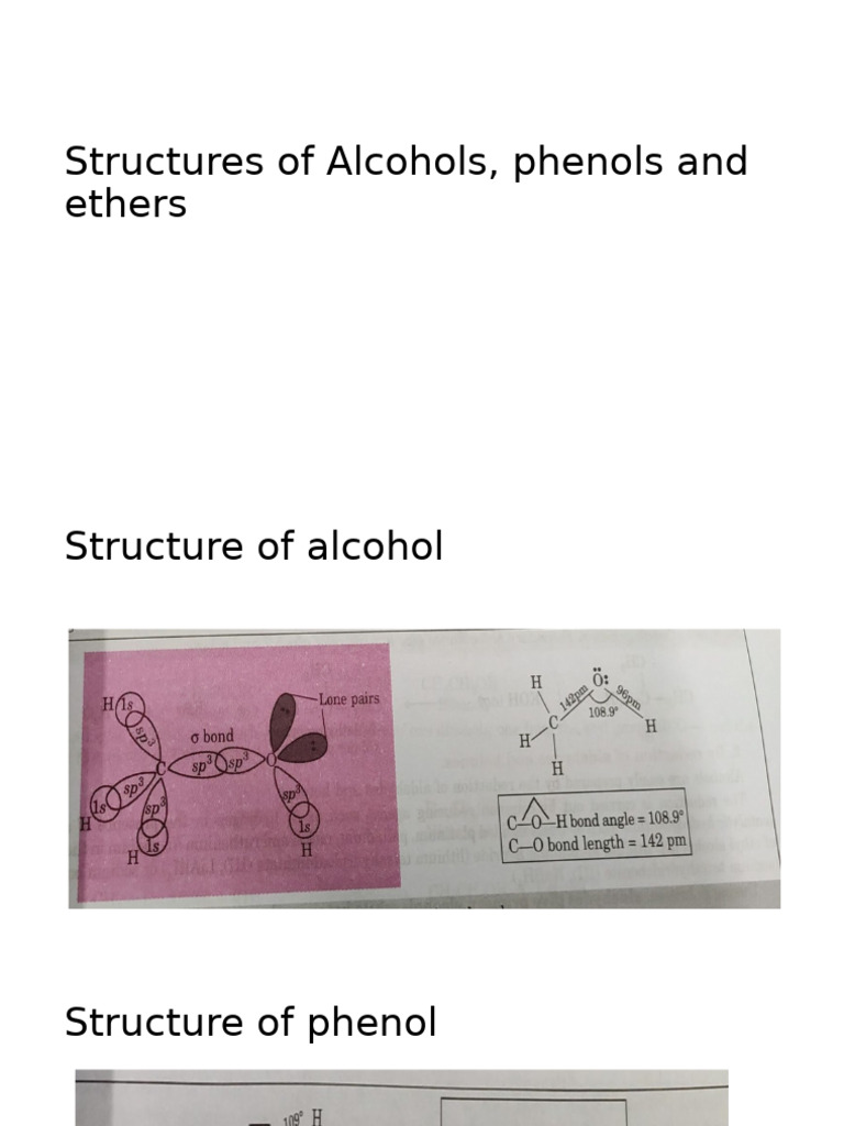 Structures, PREP, PROPERTIESof Alcohols, Phenols and Ethers | PDF | Ester | Aldehyde