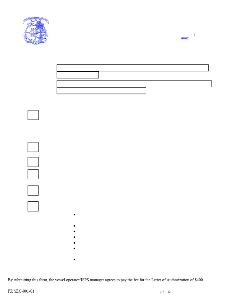 FR Sec 001 01 Application For Pcasp | PDF | Water Transport