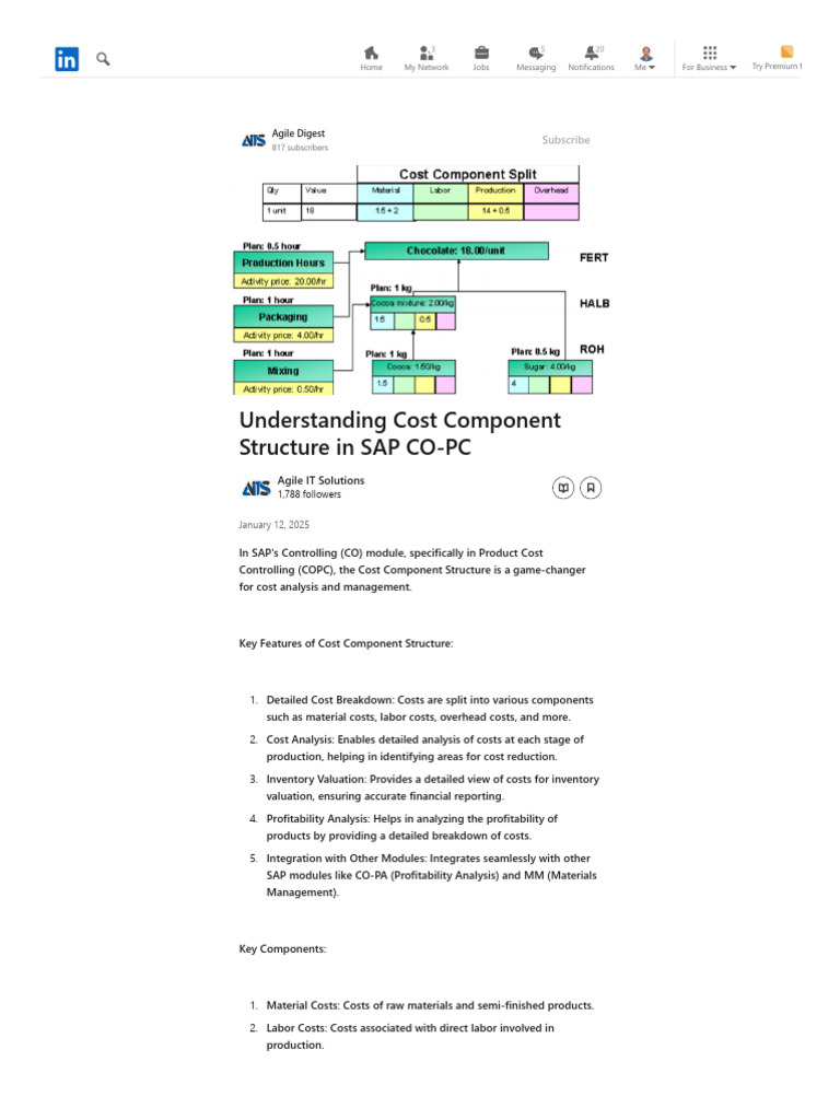 Understanding Cost Component Structure in SAP CO-PC - LinkedIn | PDF ...