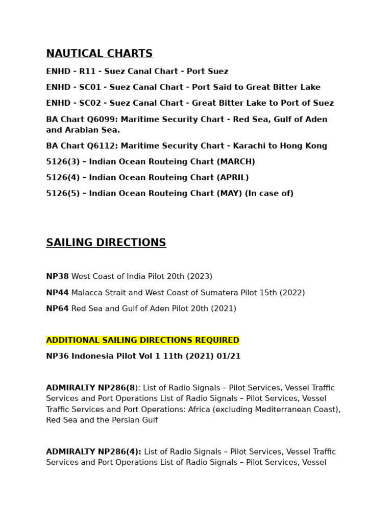 NAUTICAL PUBLICATIONS REQUIRED | PDF