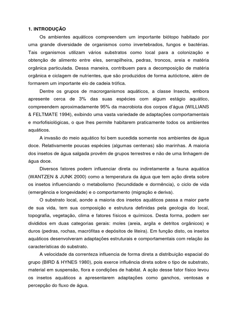 Insetos Aquáticos: Diversidade e Habitat | PDF | Decomposição ...