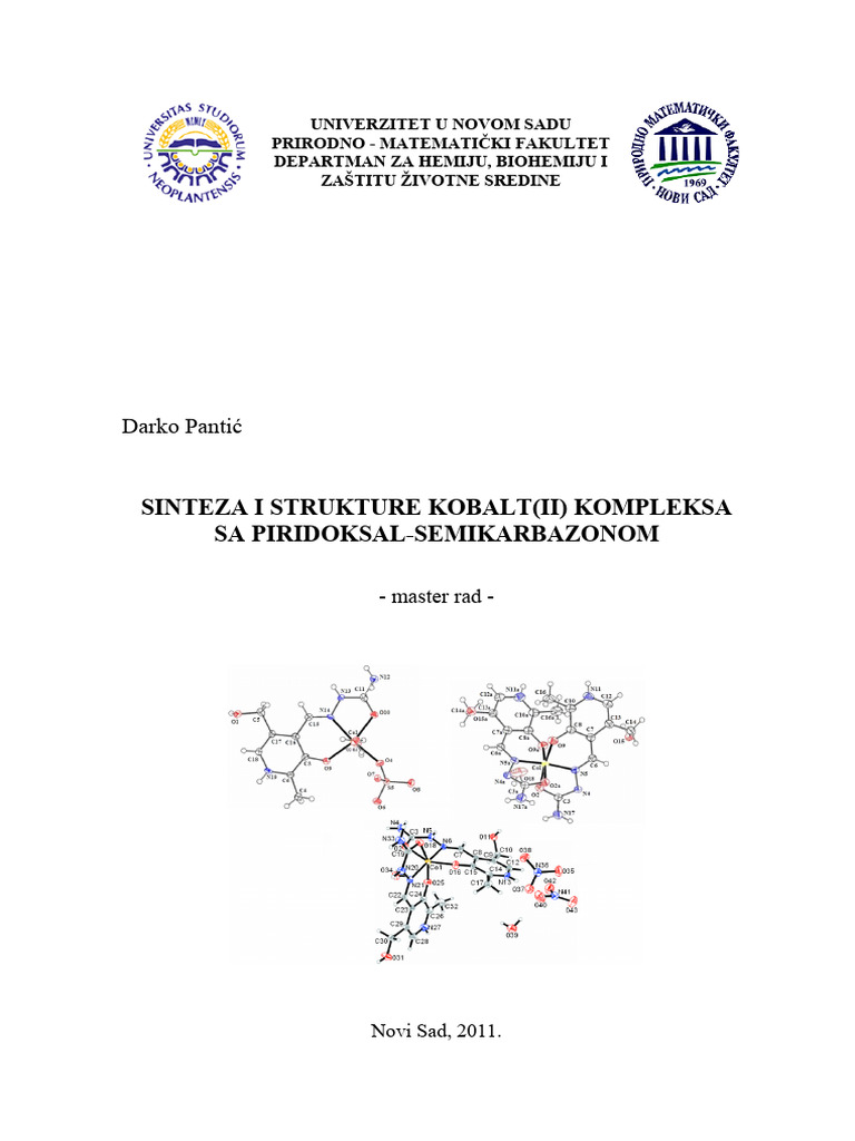 SINTEZA I STRUKTURE KOBALT(II) KOMPLEKSA SA PIRIDOKSAL-SEMIKARBAZONOM | PDF