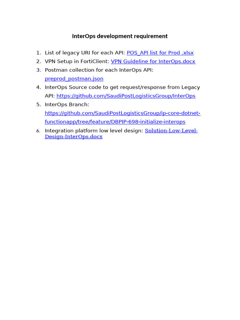 InterOps Development Requirement | PDF