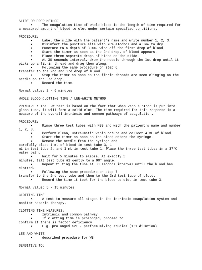 clotting time | PDF | Coagulation | Blood