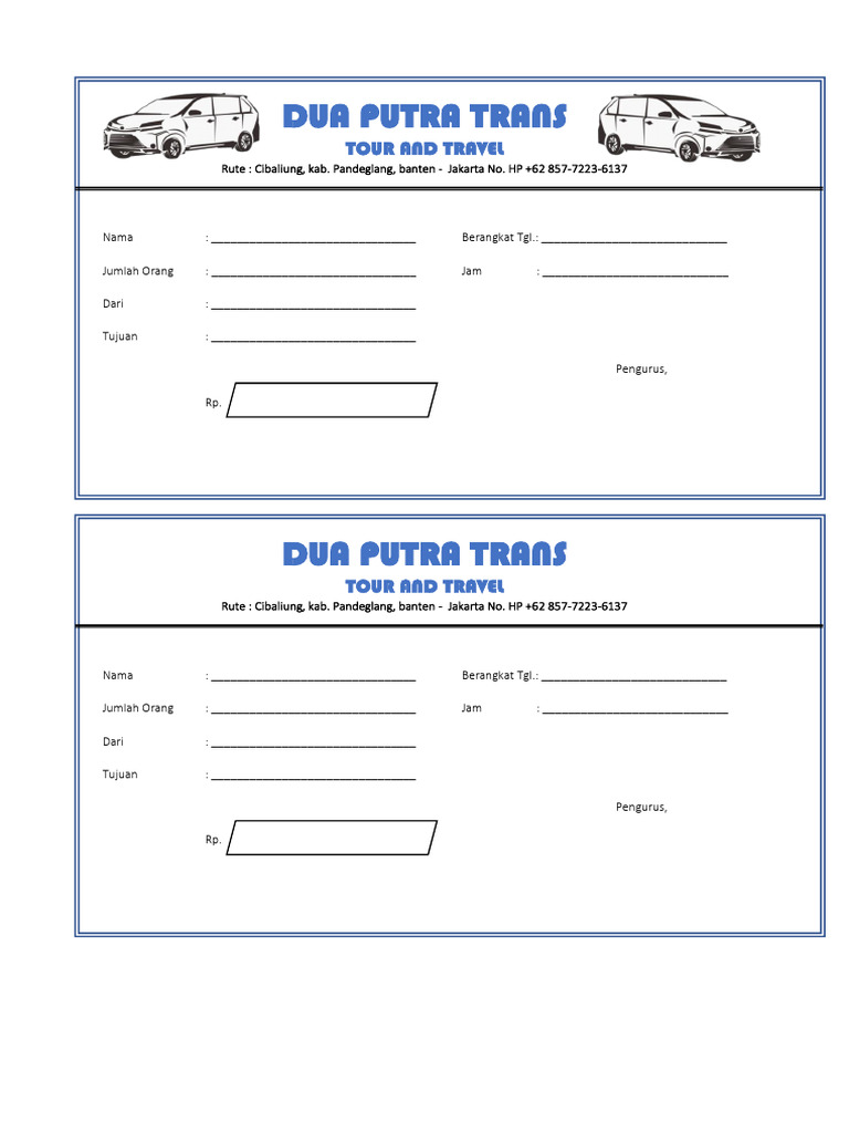 Nota Travel DUA PUTRA TRANS | PDF