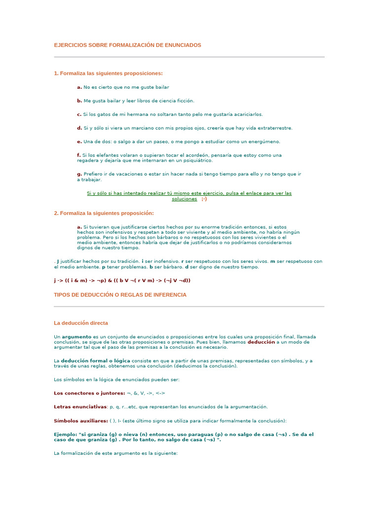 Ejercicios Sobre Formalización de Enunciados | PDF | Razonamiento deductivo | Verdad