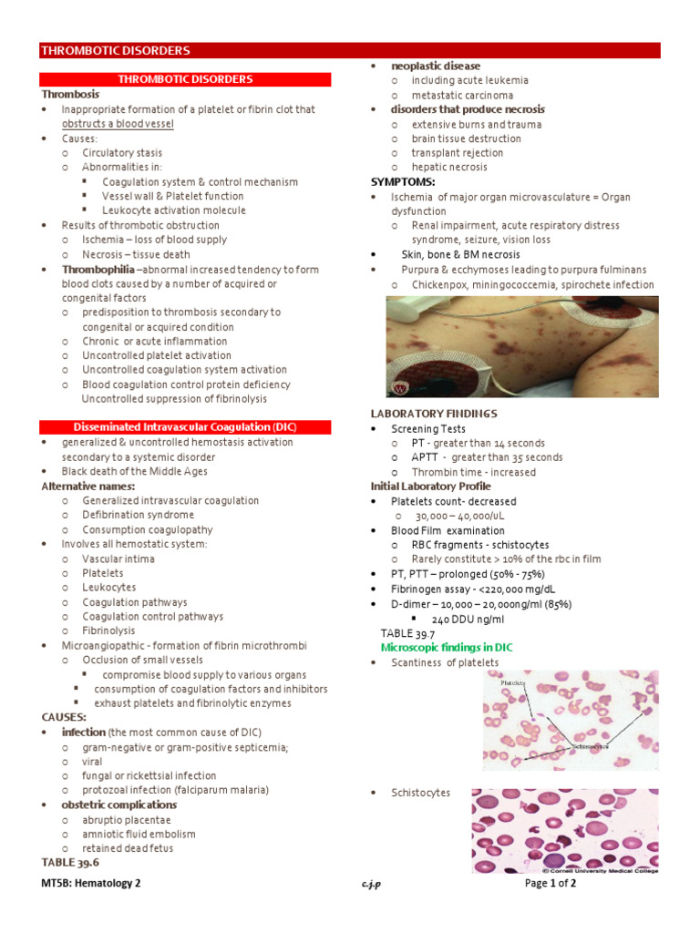 THROMBOTIC-DISORDERS | PDF | Coagulation | Thrombosis