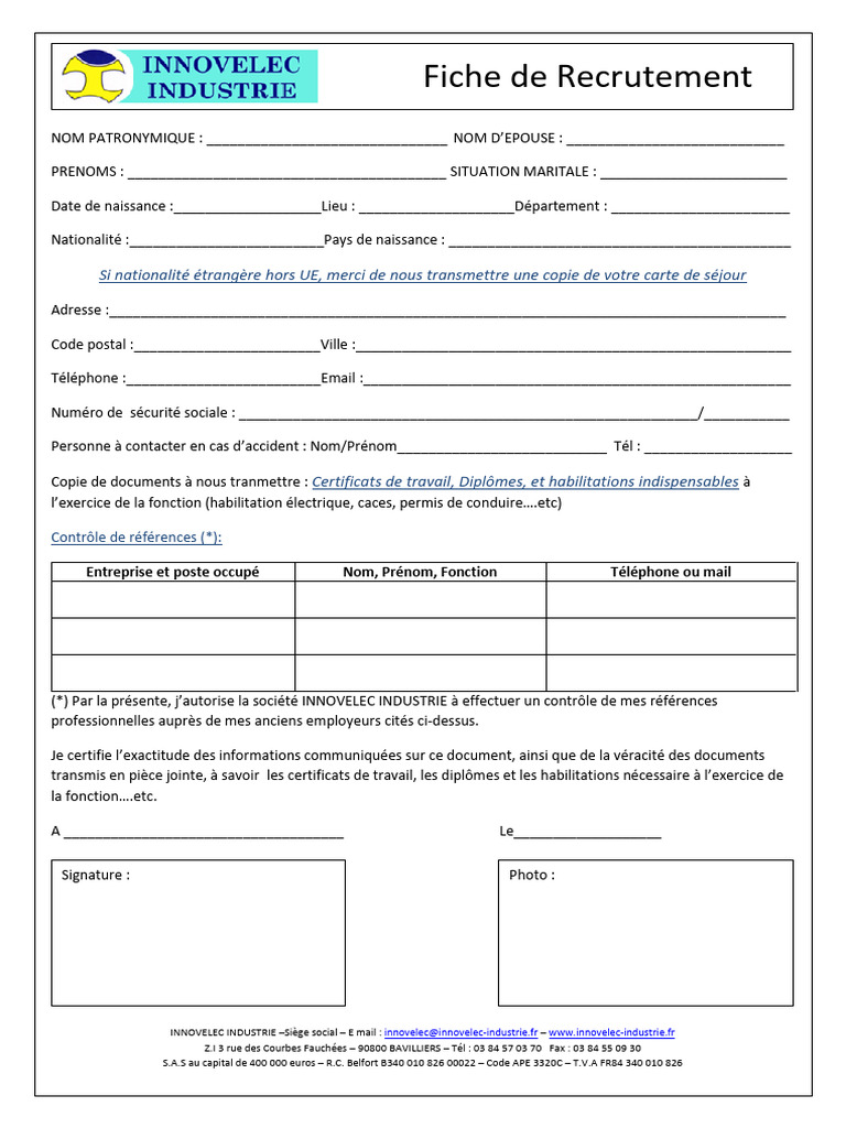 Fiche de Recrutement | PDF