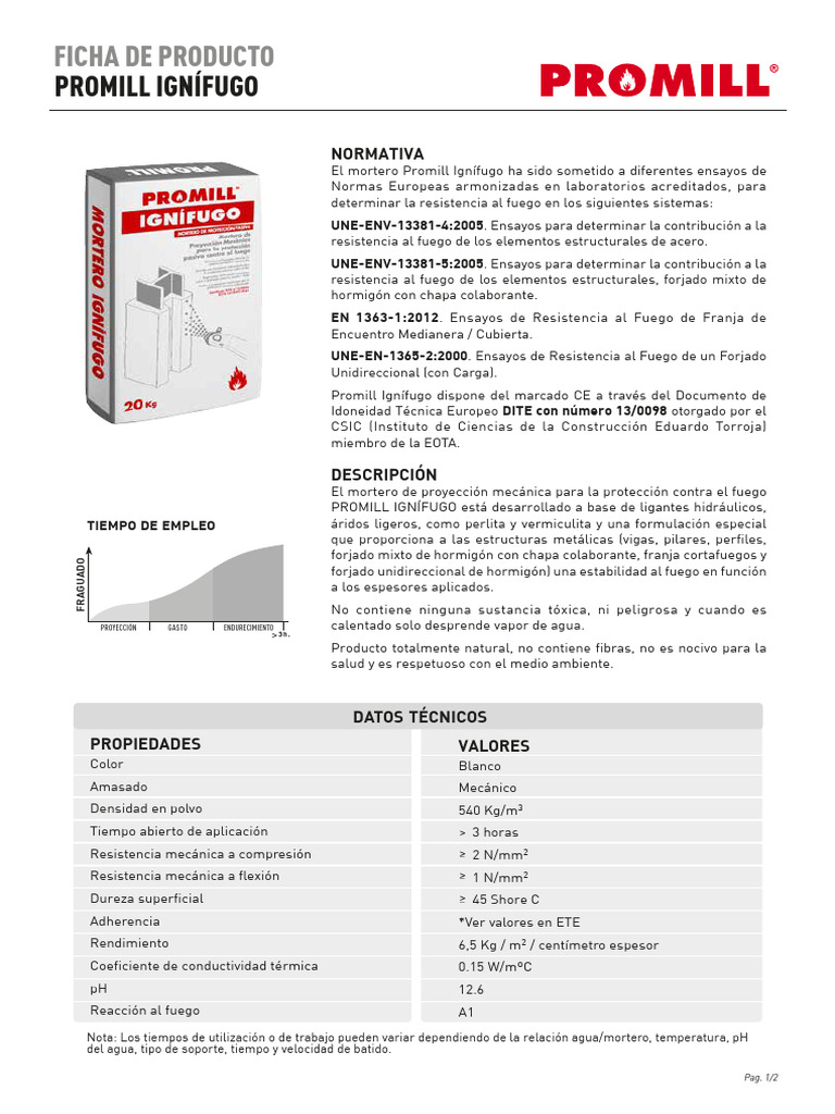 Especiales Promill Ignifugo | PDF | Hormigón | Materiales