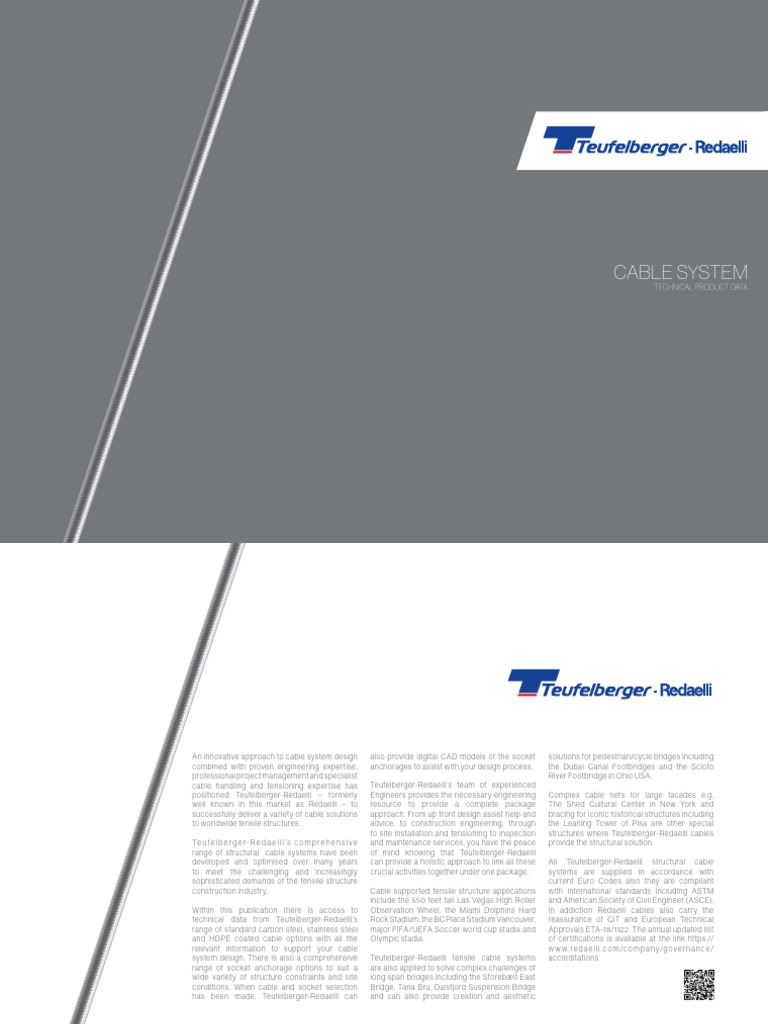 Teufelberger-Redaelli Cable Systems Overview | PDF | Wire | Elasticity ...