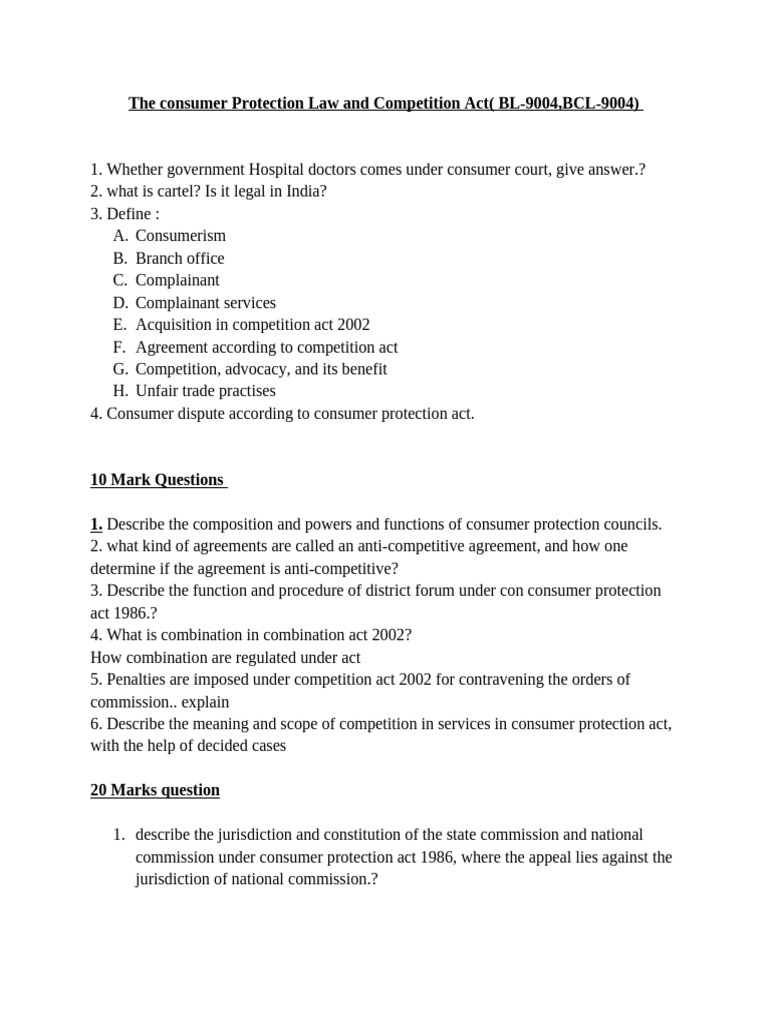 Consumer Important Question | PDF