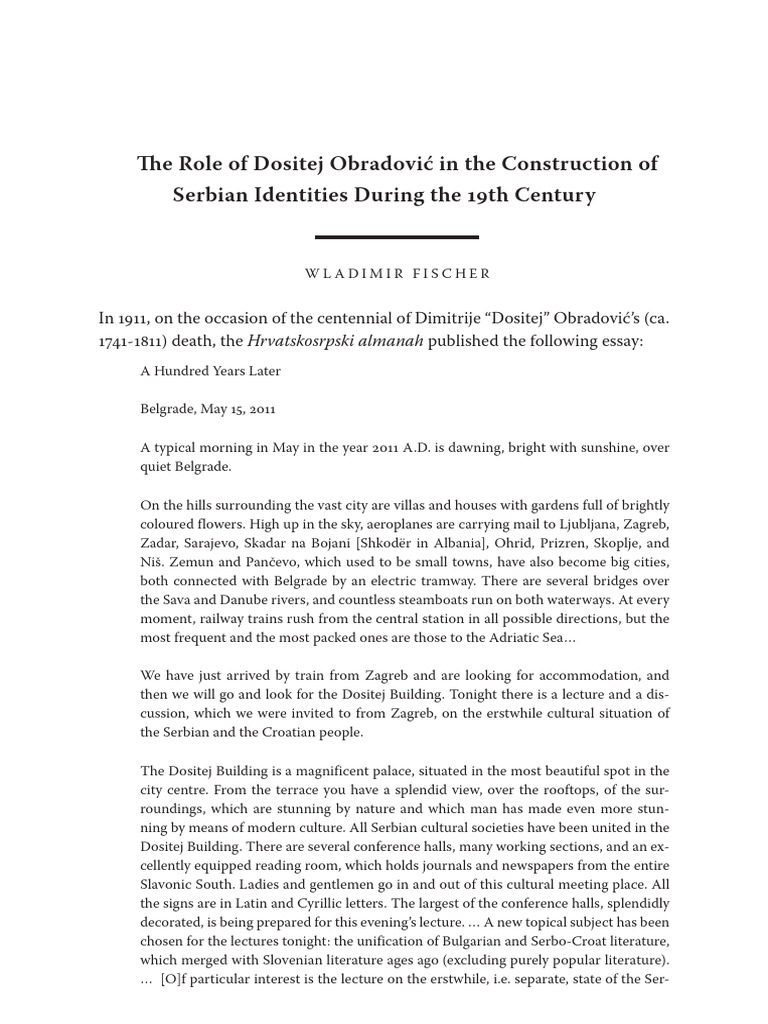 W. Fischer, The Role of Dositej Obradovic | PDF | Serbia