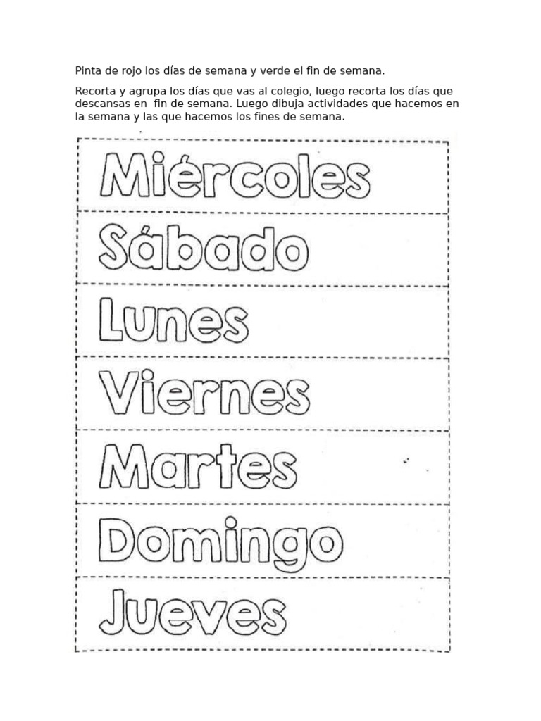 Dias de La Semana Ordenar | PDF