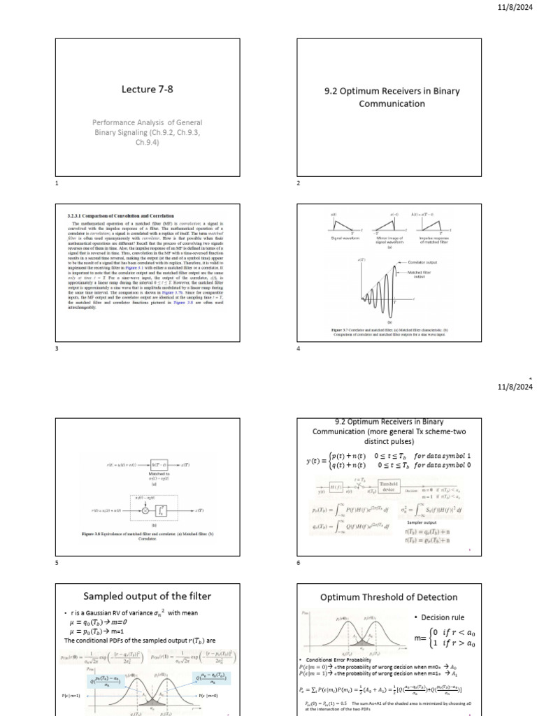 Com-I-2425-Lecture 7-8-Performance Analysis of Digital Modulation System | PDF | Basis (Linear ...