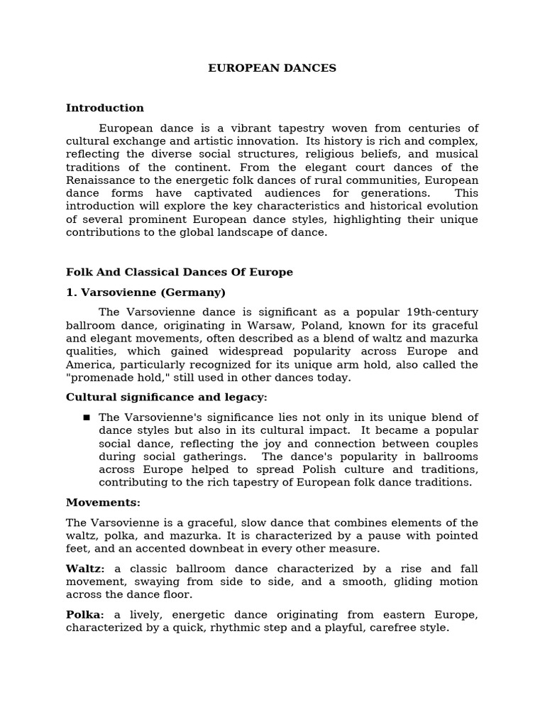 EUROPEAN-DANCES_HANDOUTS_GROUP-2 | PDF | Ballroom Dance | Dances