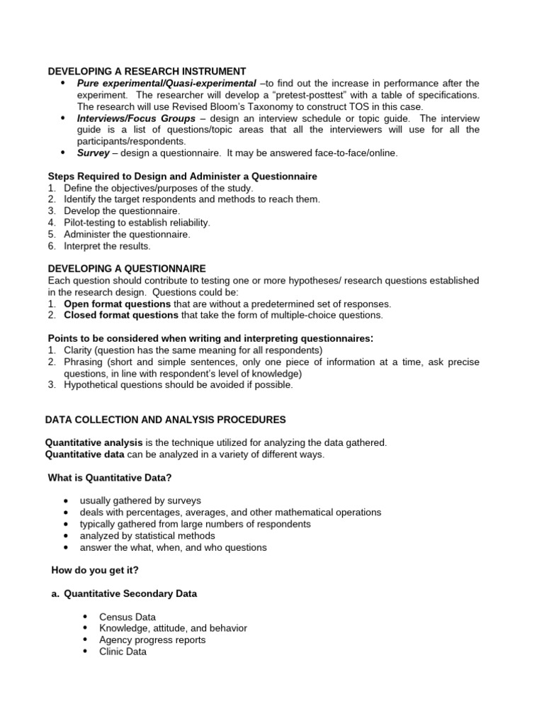 Developing Quantitative Research Instruments | PDF | Level Of ...