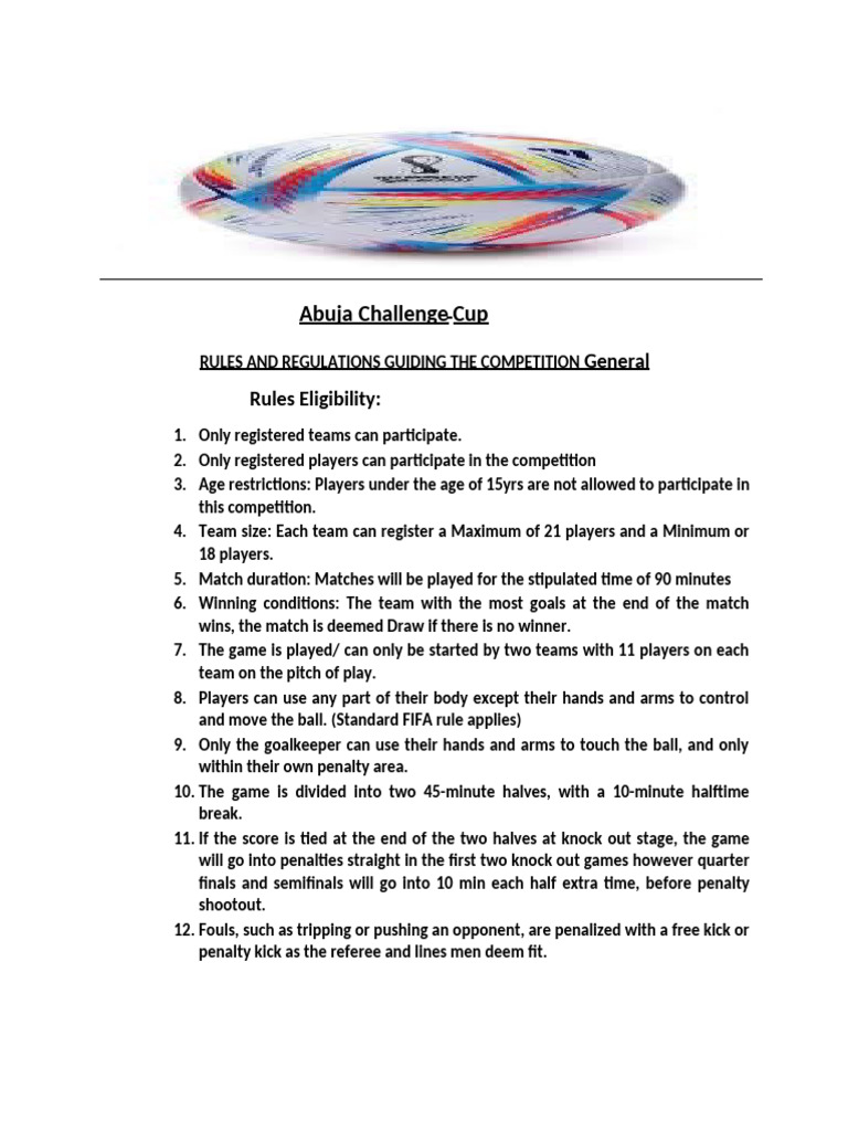 Competition Challenge Rules Overview | PDF | Football Codes | Ball Games