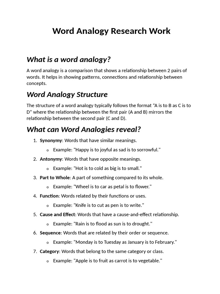 Understanding Word Analogies Explained | PDF