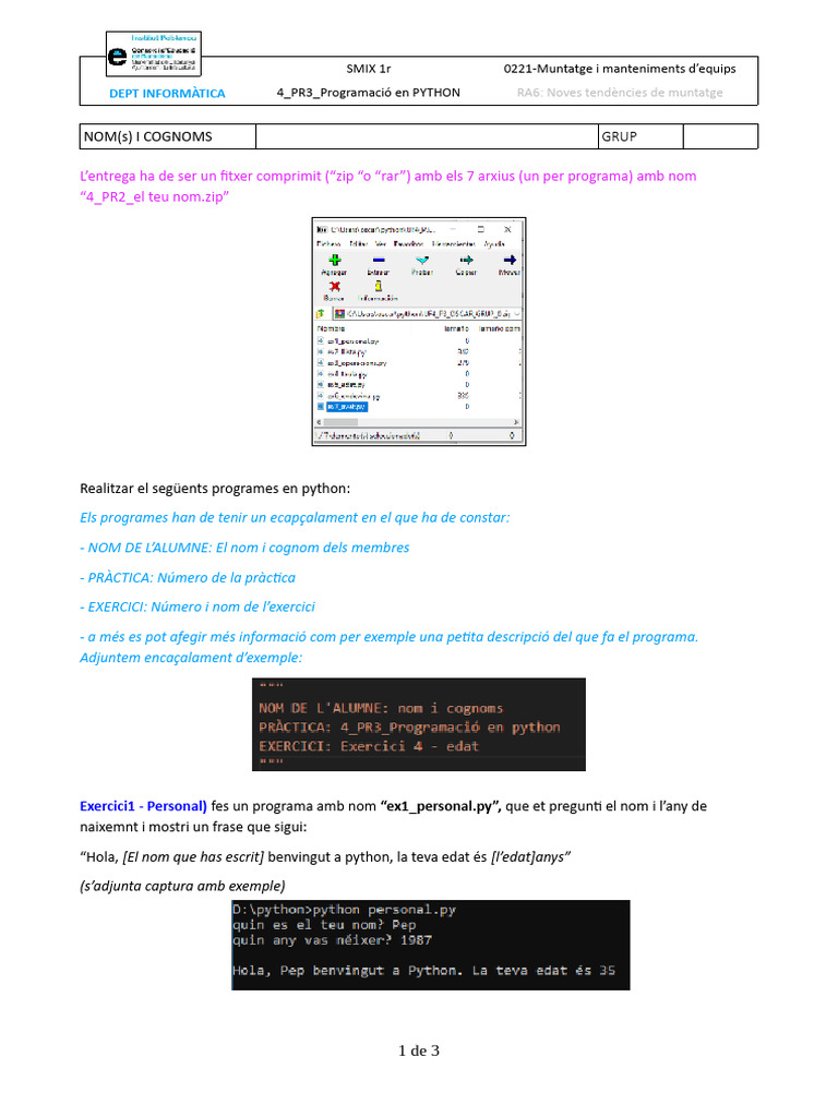 4 - PR3 - Programació en PYTHON | PDF