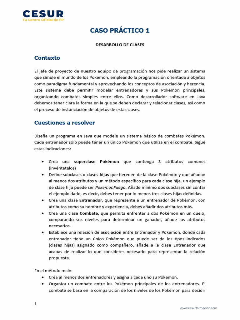 Caso1 UD4 | PDF | Objeto (informática) | Java (lenguaje de programación)