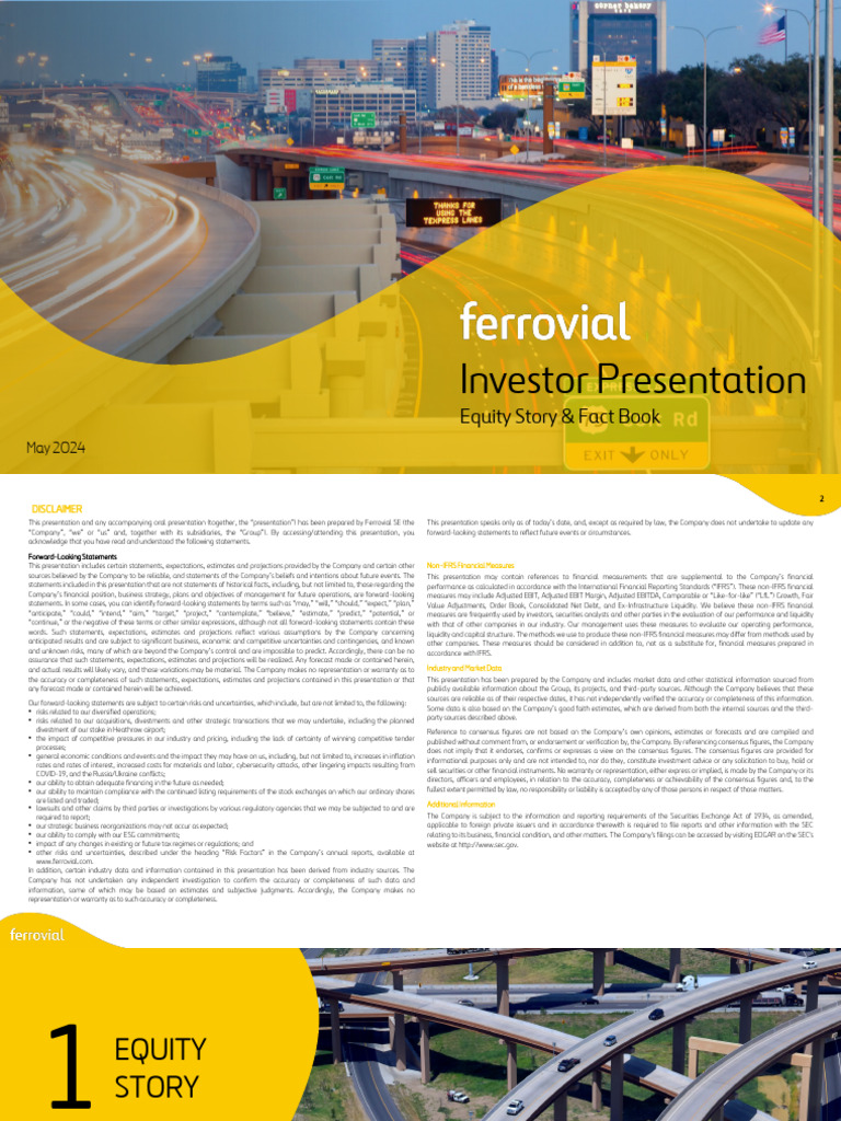 Ferrovial Investor Presentation | PDF | Equity (Finance) | Valuation (Finance)