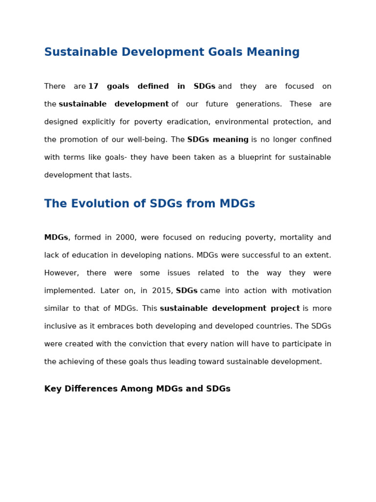 Sustainable Development Goals Meaning | PDF | Sustainability ...