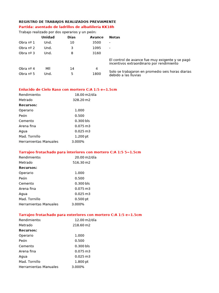 Registro Partidas | PDF | Material compuesto | Ingeniería de Edificación