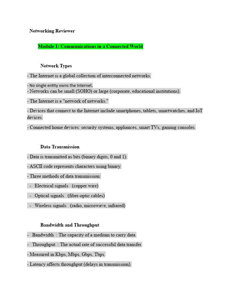 Summarized Networking Reviewer | PDF | Computer Network | Wi Fi
