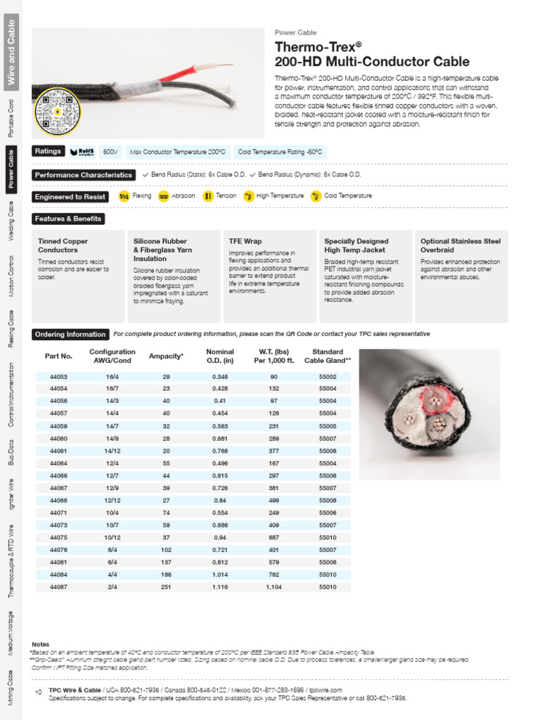 Thermo-Trex® 200-HD Cable Overview | PDF | Electrical Conductor ...