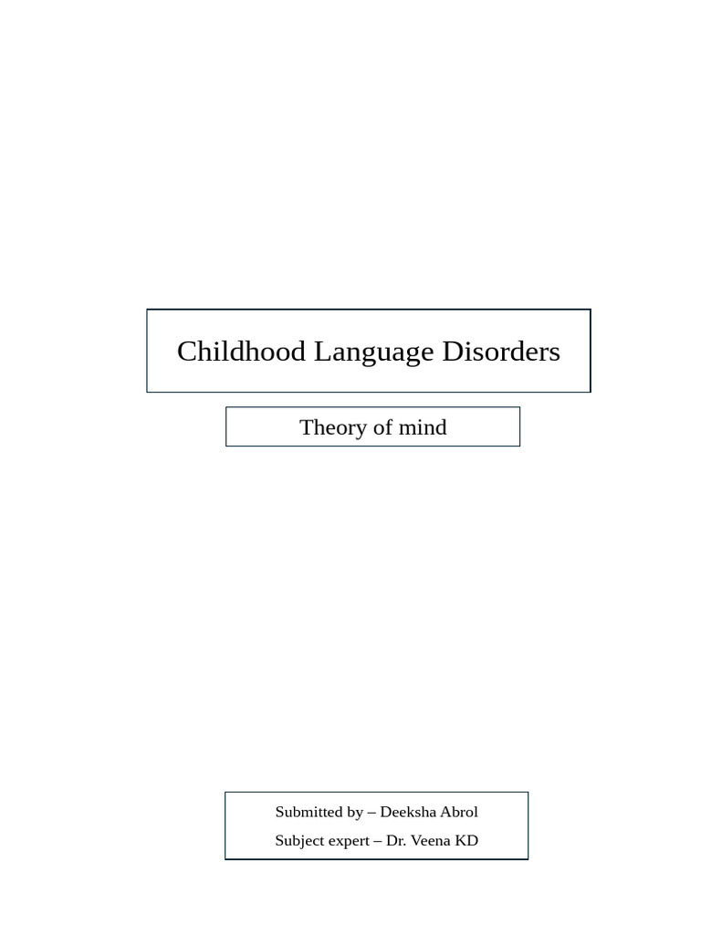 Understanding Theory of Mind in Autism | PDF | Theory Of Mind | Autism