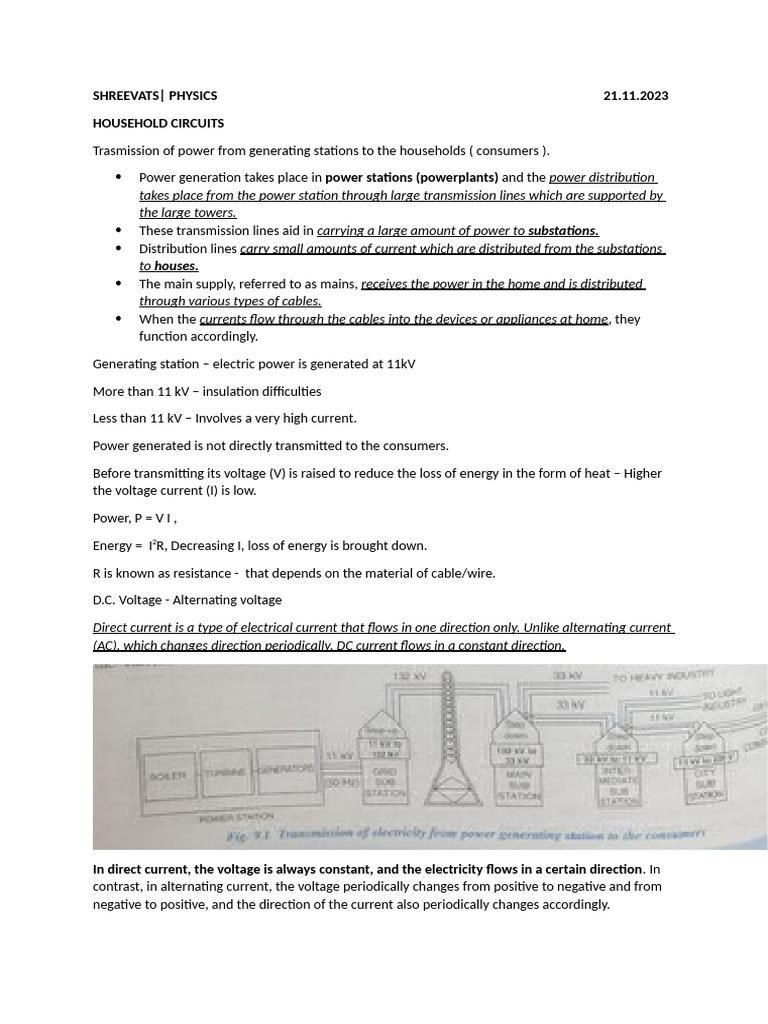 Household Electric Circuits Explained | PDF | Direct Current | Electric ...