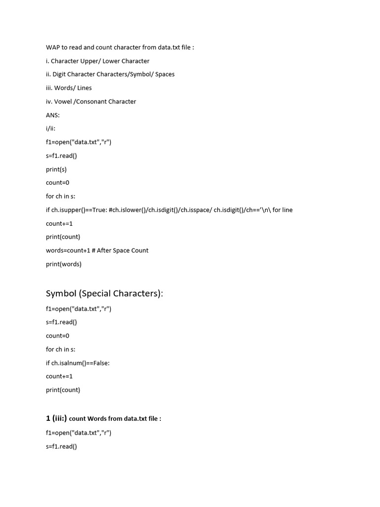 Text File Handling Questions With Answers | PDF | Text File | Consonant