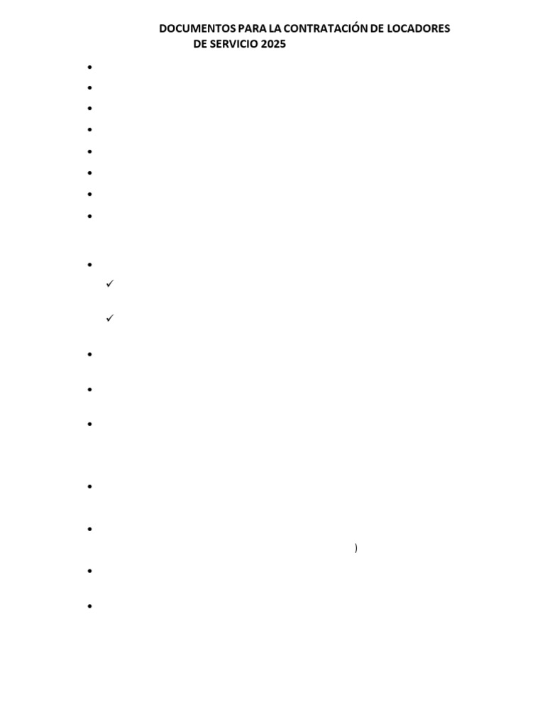 Check List Documentos para La Contratación de Locadores de Servicio 2025 | PDF
