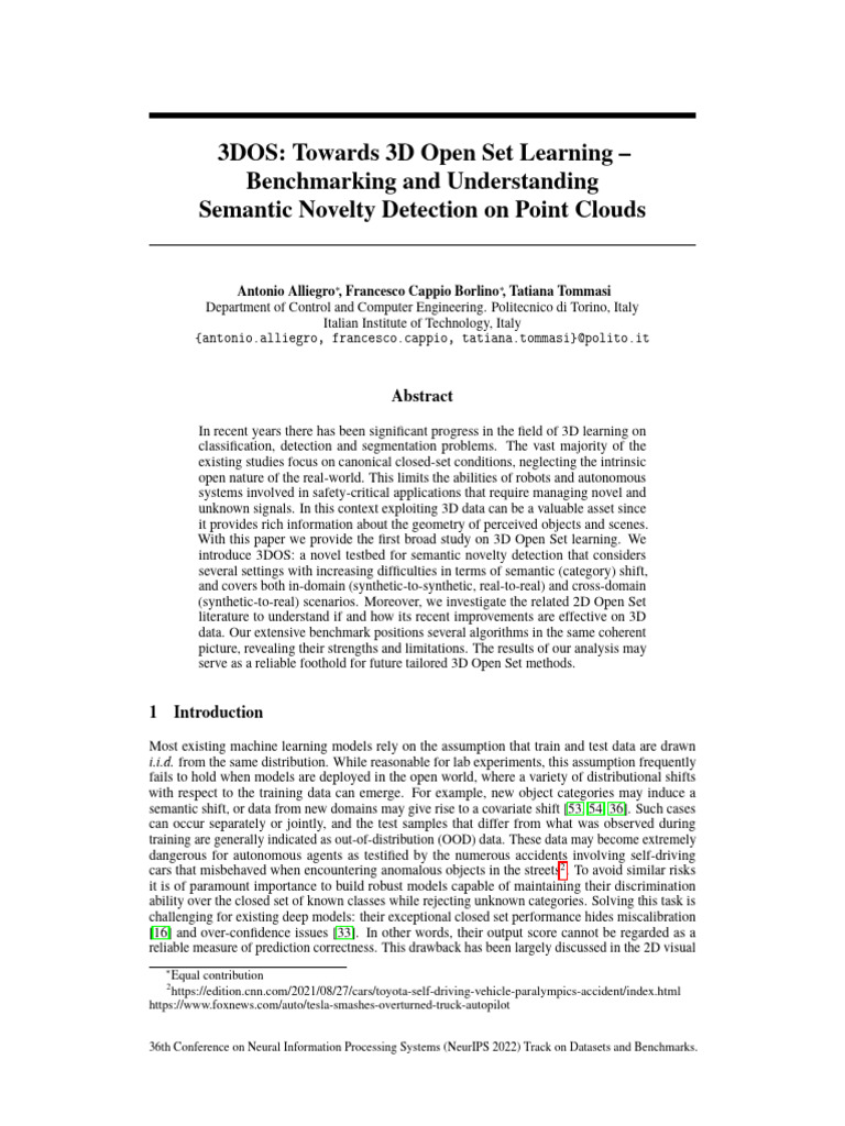 3DOS: Towards 3D Open Set Learning - Benchmarking and Understanding Semantic Novelty Detection ...