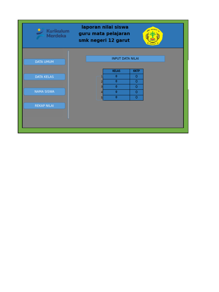 Blangko Nilai Guru Mapel Kelas X Dan XI | PDF