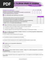 Exercices 5ème La Phrase Simple Et Complexe | PDF