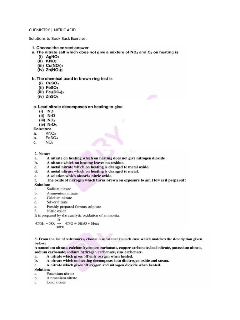 Srivats Chemistry Nitric Acid BB Ex Solutions | PDF