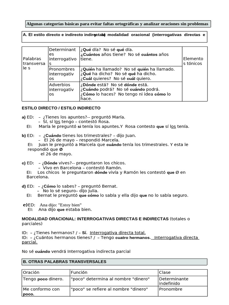 Repaso para Sintaxis de Algunas Categorías 1º Bach | PDF | Tipología Lingüística | Lingüística