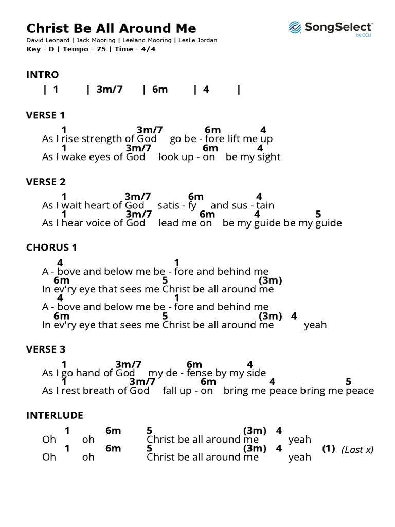 Christ Be All Around Me Lyrics | PDF
