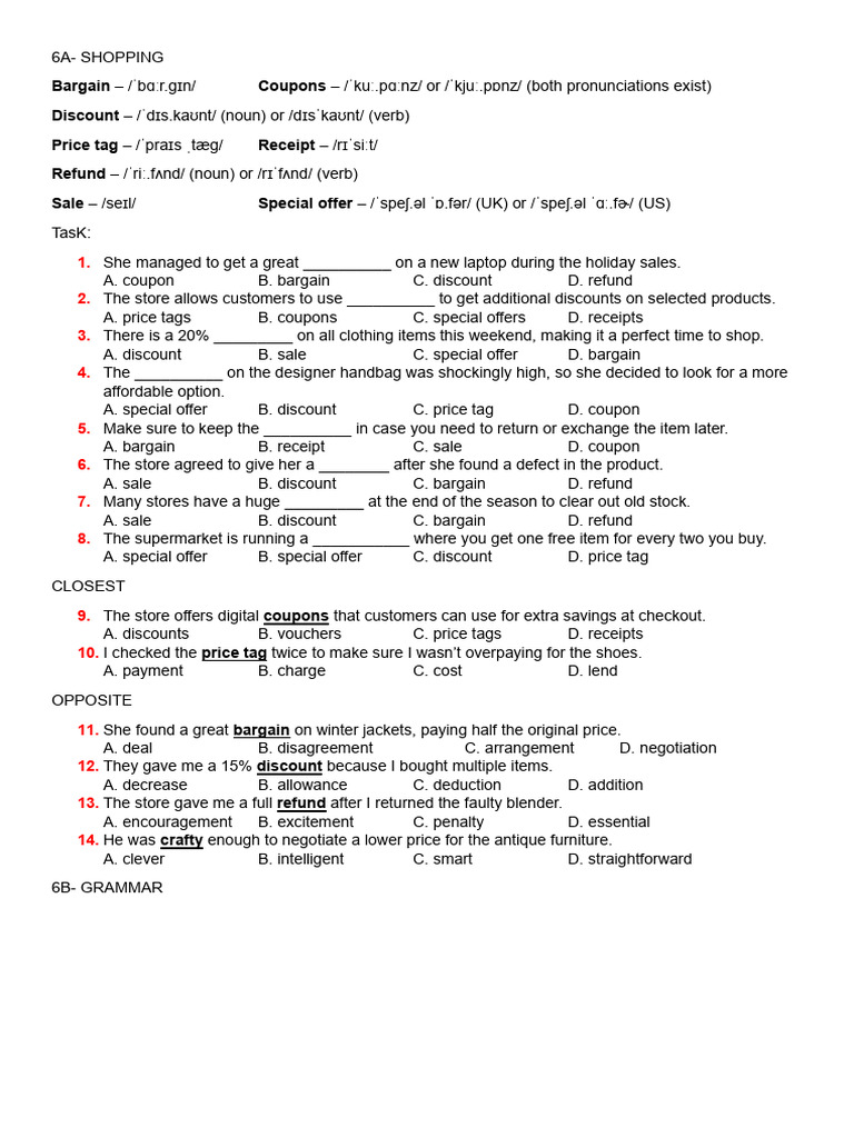 Trắc nghiệm Unit 6 - FG10 | PDF | Coupon | Entrepreneurship